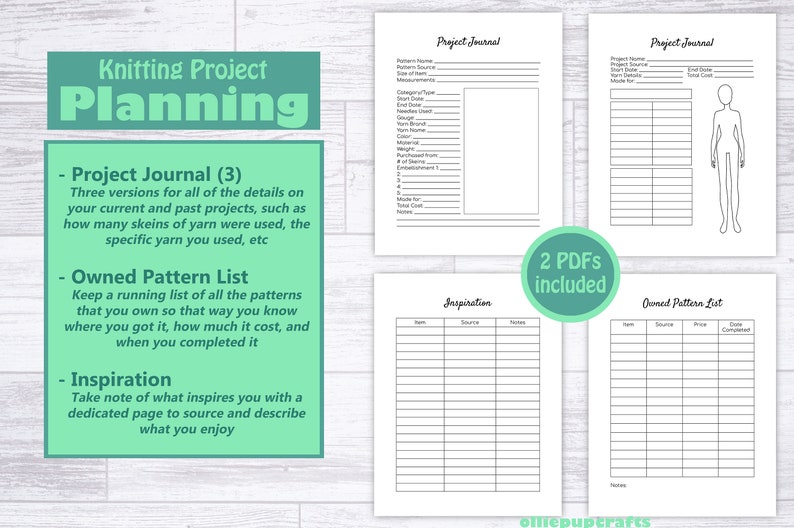 Knitting Planner Pages, Printable Knitting Journal Project Planner ...