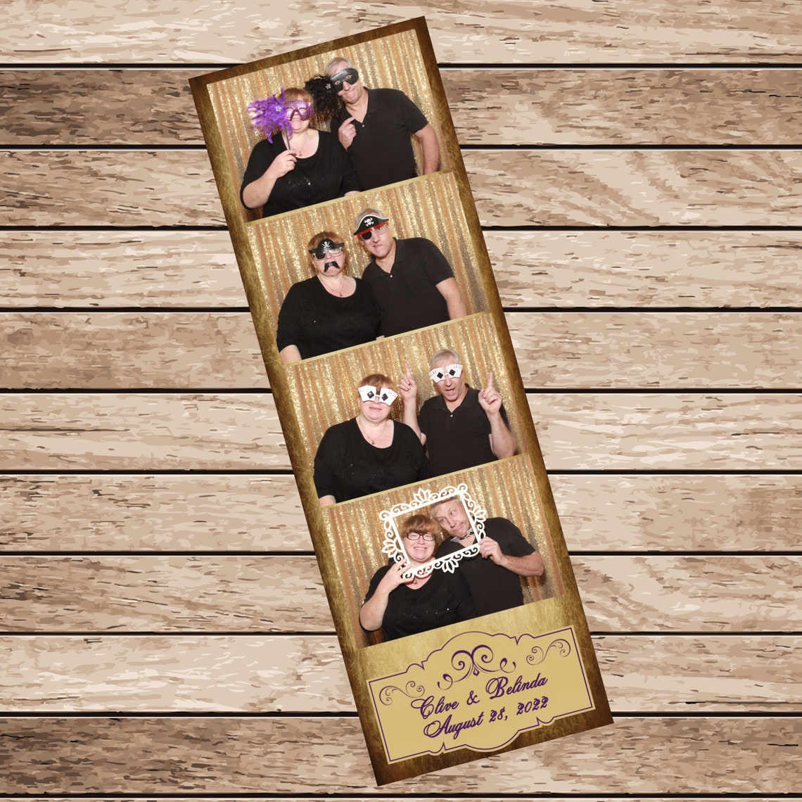 Photo Booth Template 2x6 Strip Rustic Vintage Purple Birthday | Etsy