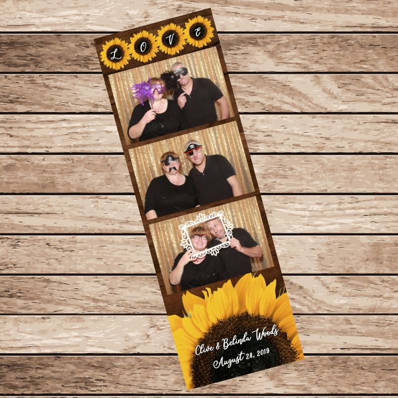Photo Booth Template 2x6 Strip Sunflower Background Love | Etsy