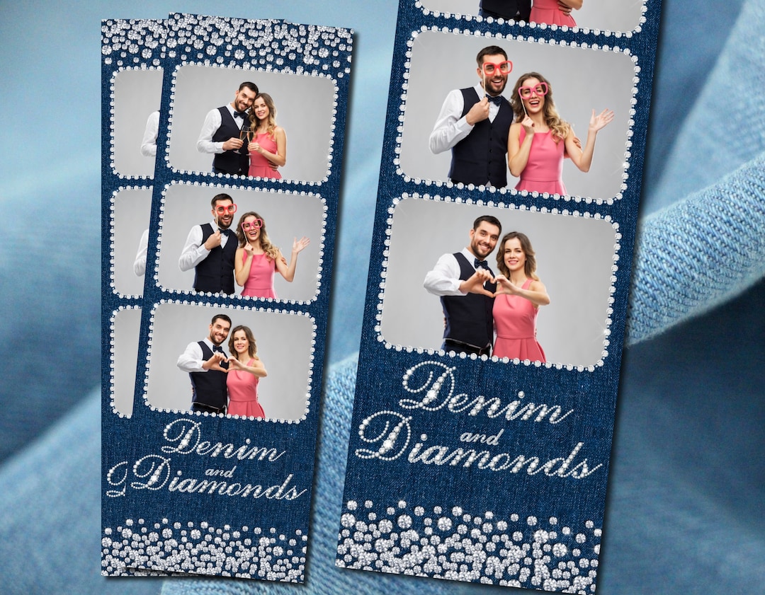 Photo Booth Template Blue Jean Denim & Diamonds, Birthday, Quinceañera ...