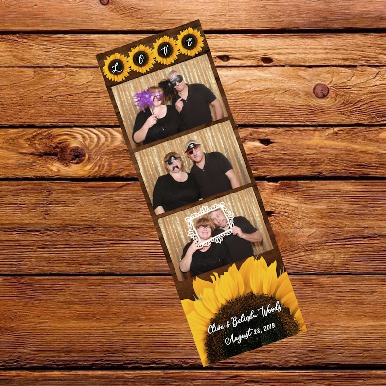 Photo Booth Template 2x6 Strip Sunflower Background Love | Etsy