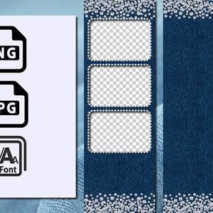Photo Booth Template Blue Jean Denim & Diamonds, Birthday, Quinceañera ...