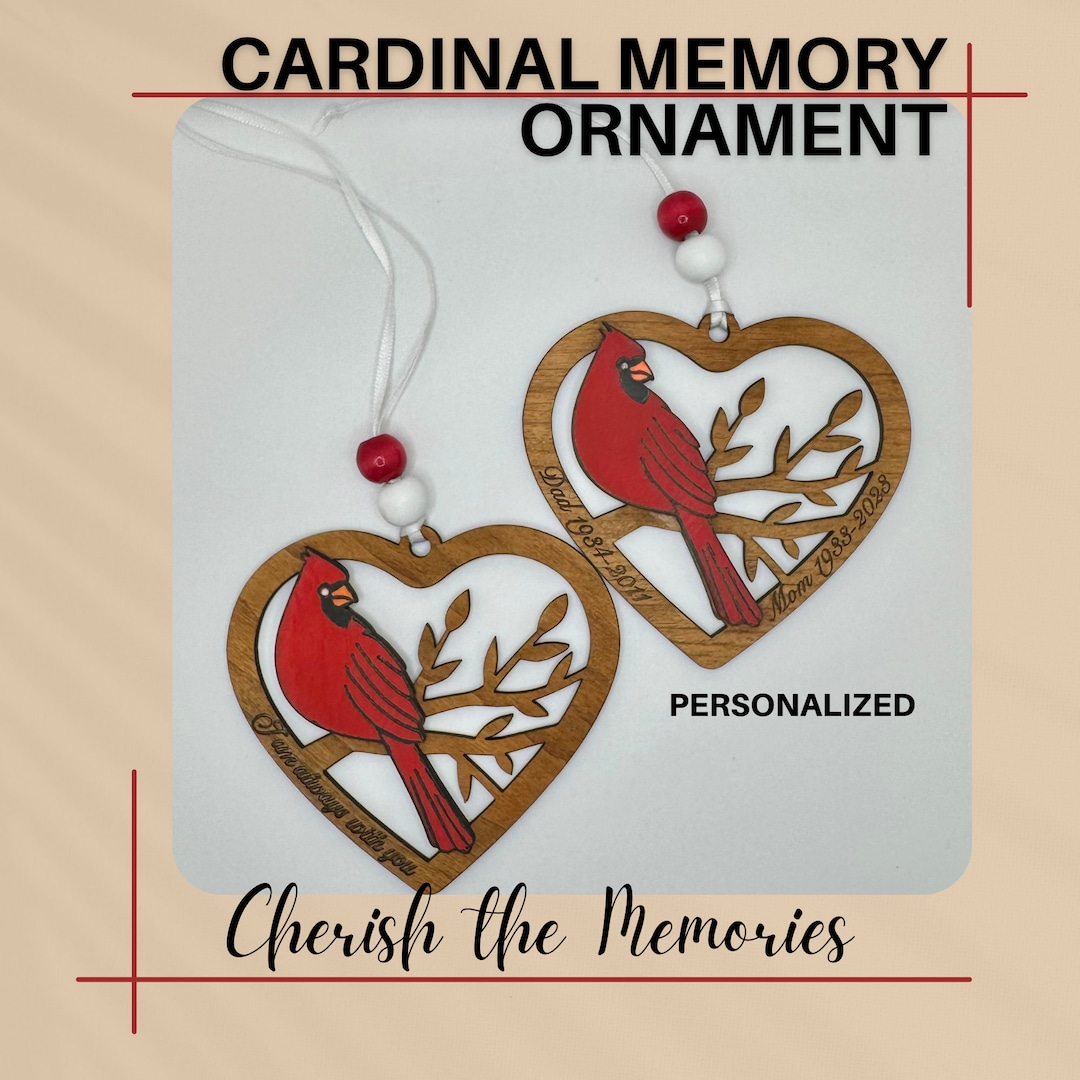 Personalized Cardinal Memorial Ornament: Engraved Sympathy Gift - Etsy