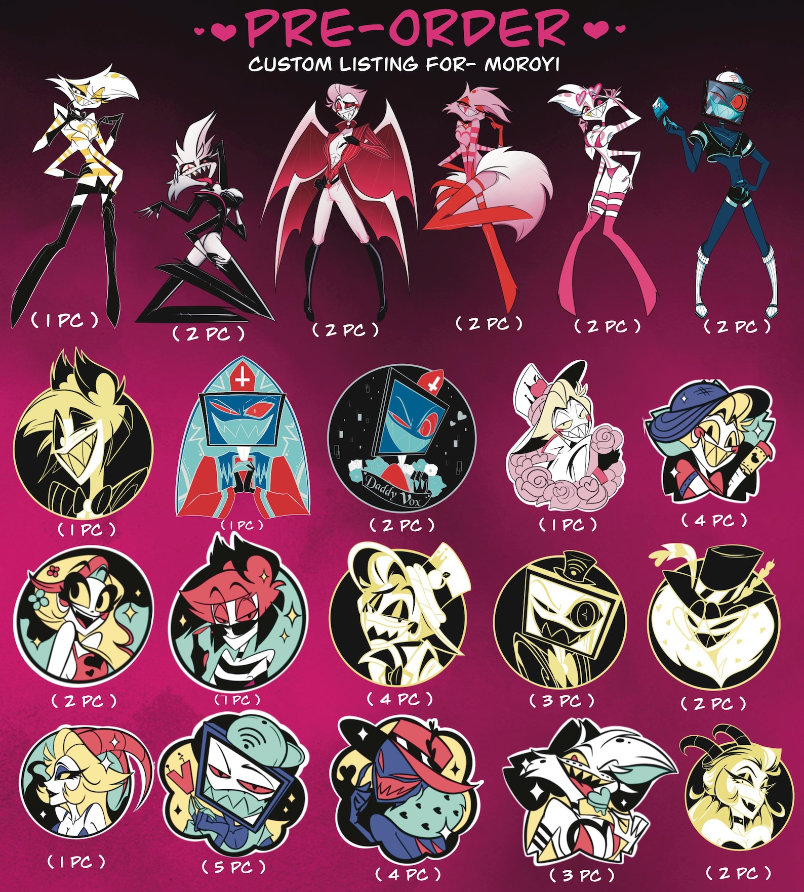 Custom Requested HH Pin and Standee Set - Etsy