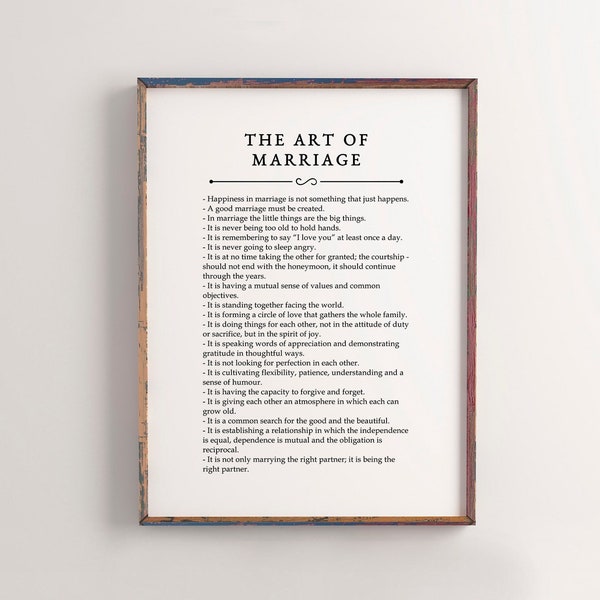 Thé Art of Marriage Poem - Etsy