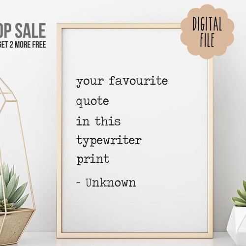 Custom Quote Typewriter Print Custom Printable Custom Wall | Etsy