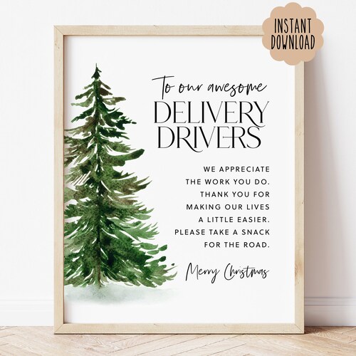 Delivery Driver Snack Sign Thank You Delivery Drivers Take - Etsy