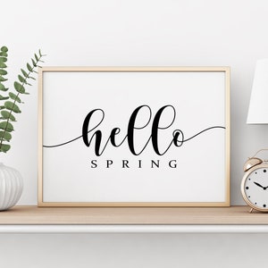 Hello Spring Print | Hello Sprint Sign | Hello Spring Printable ...