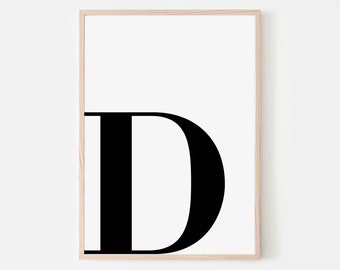 Letter Art Print, Monogram Sign, Printable Letter D Wall Art, Initial ...