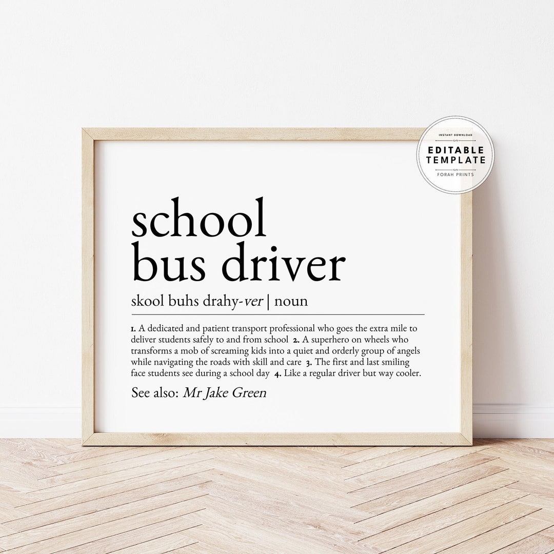 Editable Custom Bus Driver Definition, Bus Driver Appreciation, Gift ...