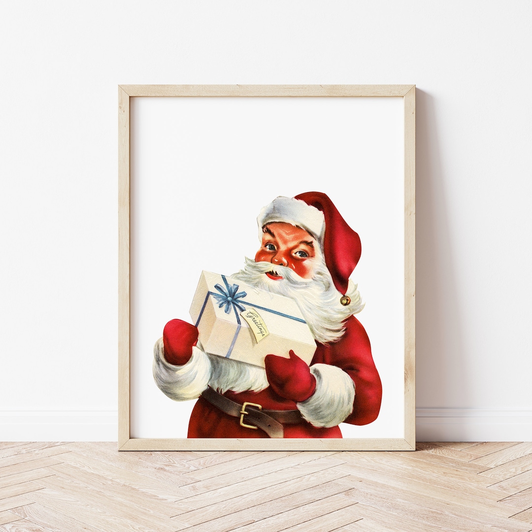 Vintage Santa Clause Print, Christmas Wall Art, Christmas Printable ...