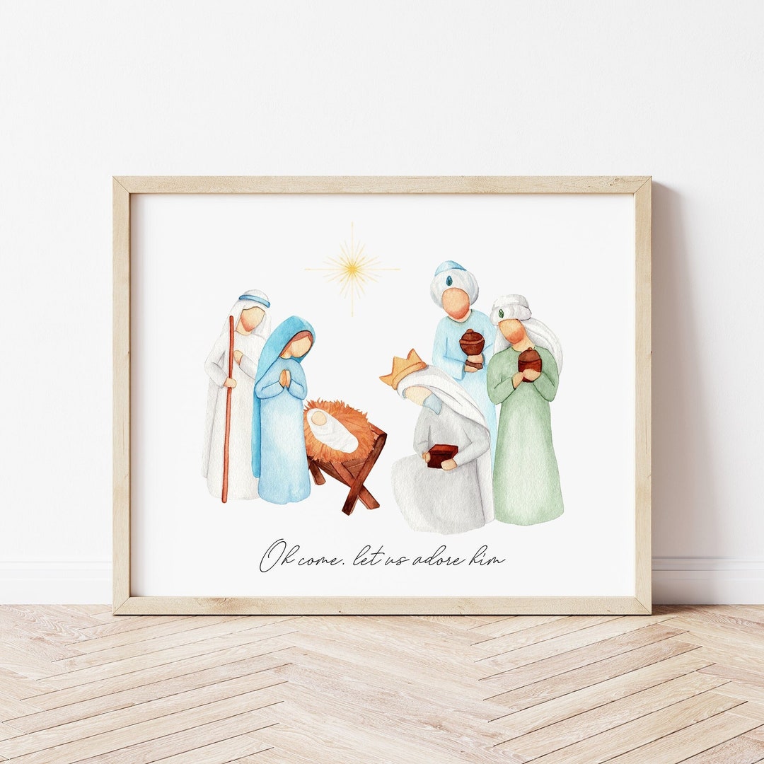 Christmas Nativity Print, Nativity Picture, Nativity Print, Watercolor ...