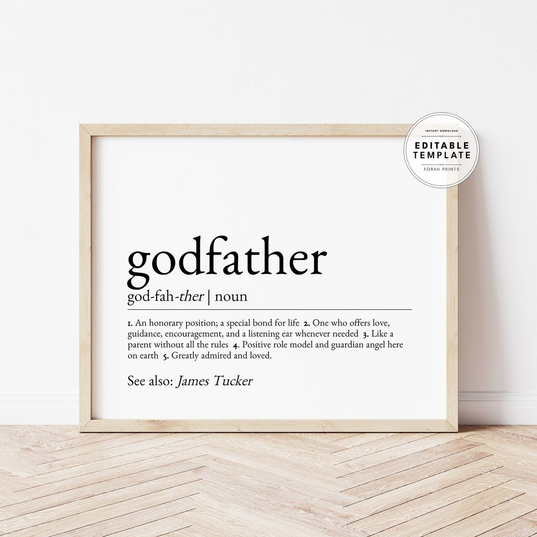 Editable Custom Godfather Print, Godfather Gift, Godfather Thank You ...