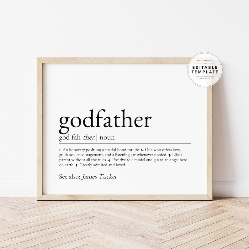 Editable Godfather Definition Print, Thank You Gift (digital Print) - Etsy