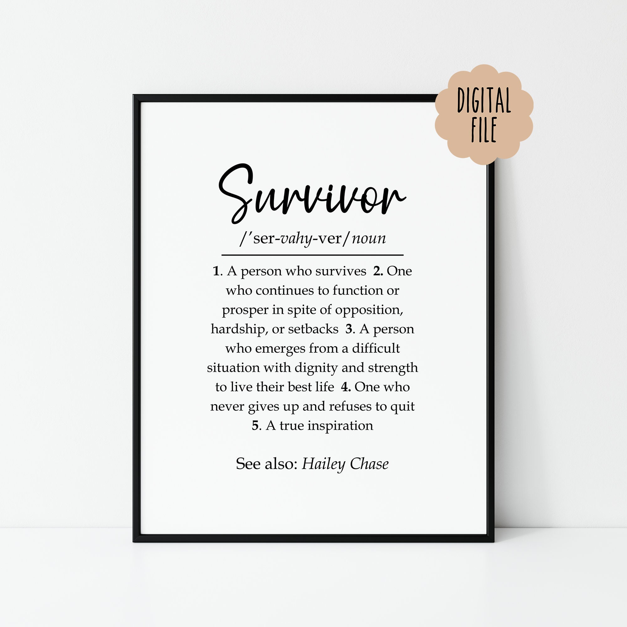 Custom Survivor Definition Print, Personalized Gift (digital Print ...