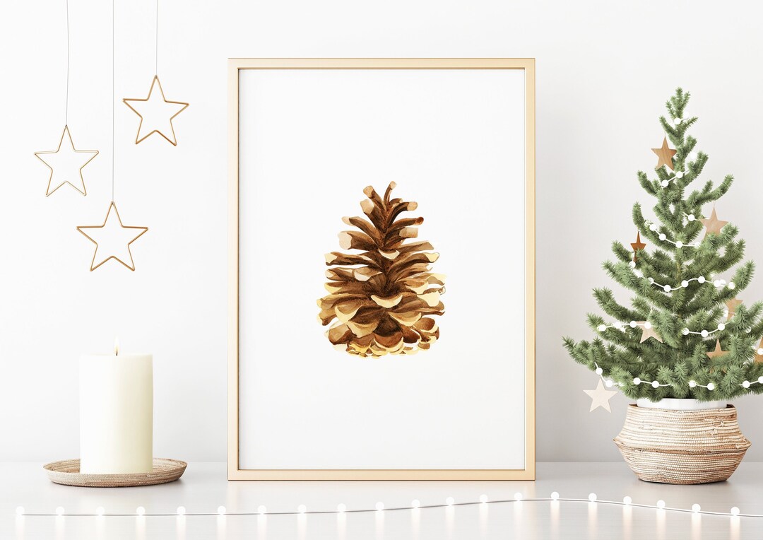 Pine Cone Print, Pine Cone Printable, Christmas Prints, Winter Art ...