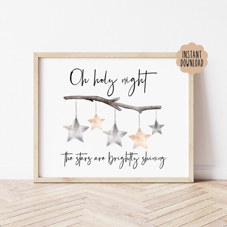 Oh Holy Night Sign Christmas Printable Christmas Art Print - Etsy