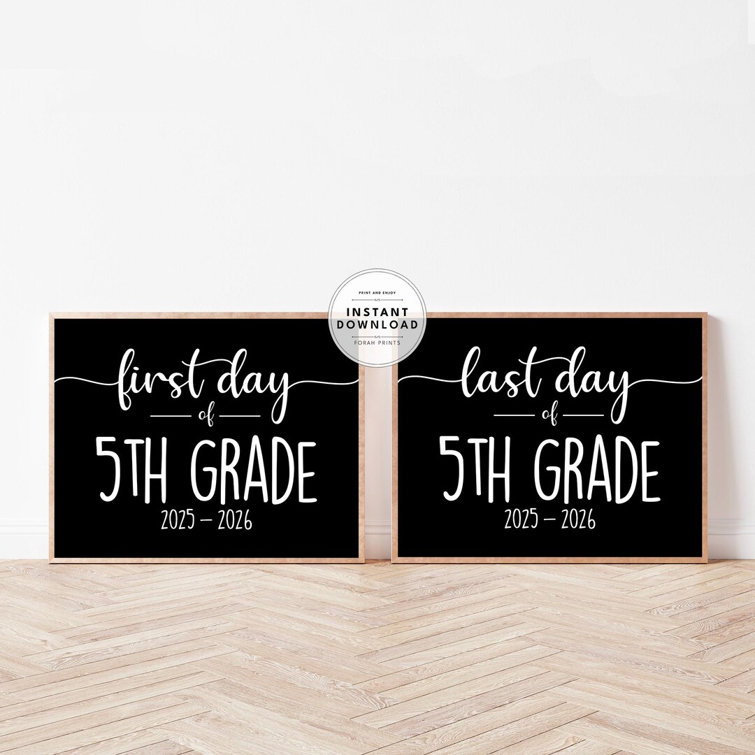 First Day School Sign, First Day of Fifth Grade Sign, Fifth Grade 2025 ...