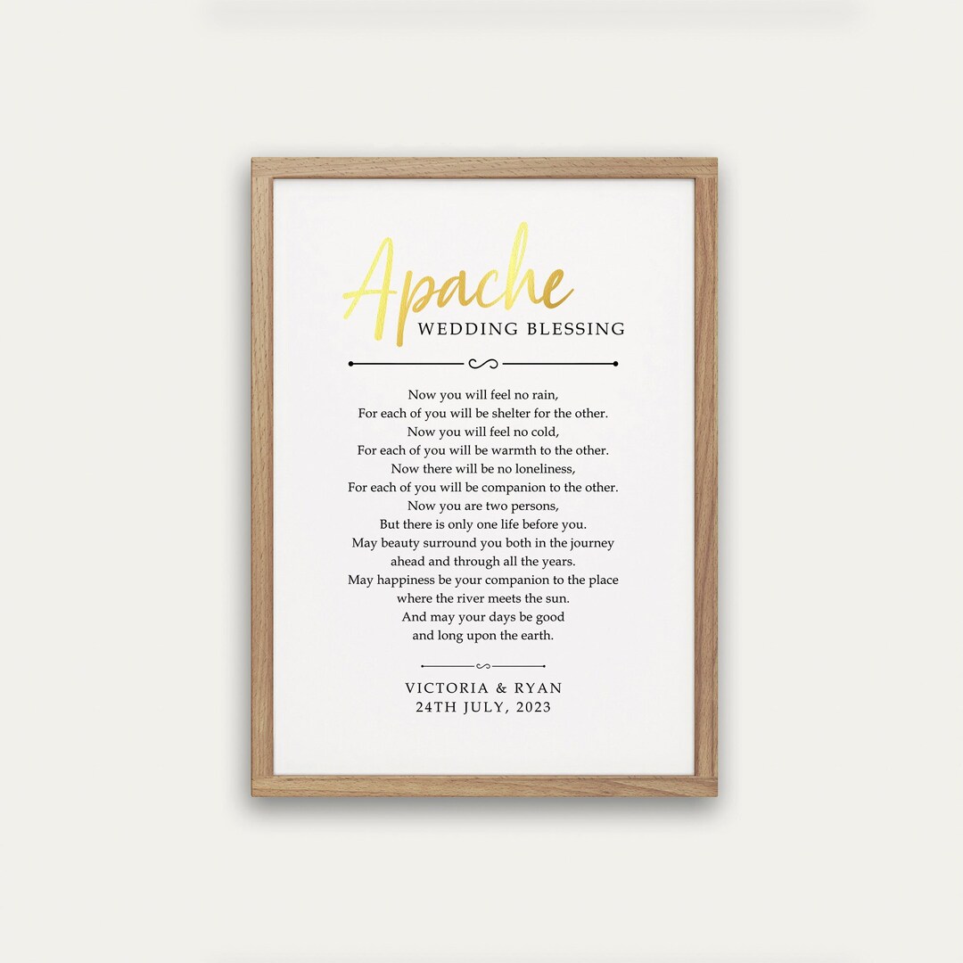 Custom Apache Wedding Blessing, Personalized Wedding Poem, Marriage ...