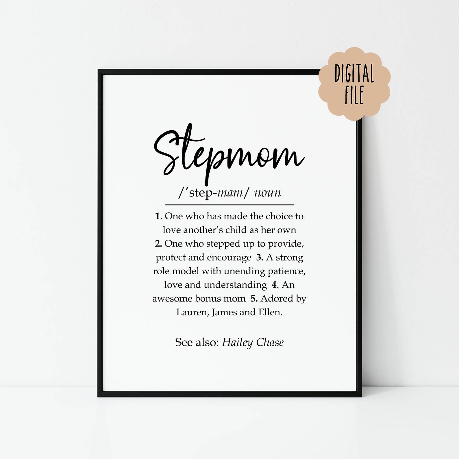 Custom Stepmom Definition Print Stepmom Ts Bonus Mom Etsy