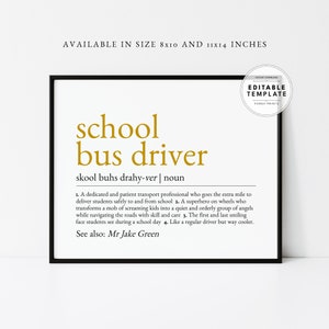 Editable Custom Bus Driver Definition, Bus Driver Appreciation, Gift ...