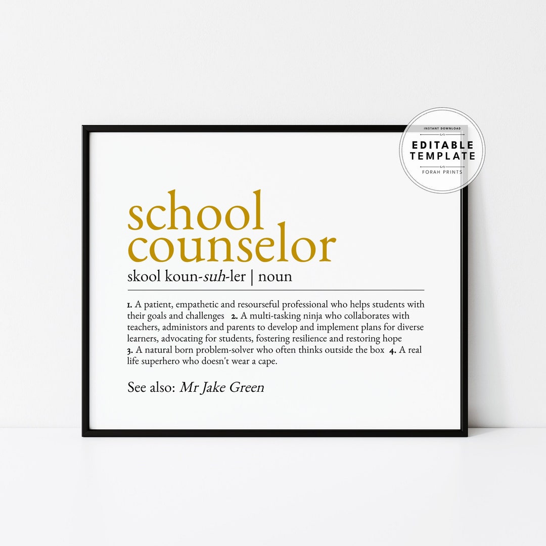 Editable Custom School Counselor Definition Gift, School Counselor ...