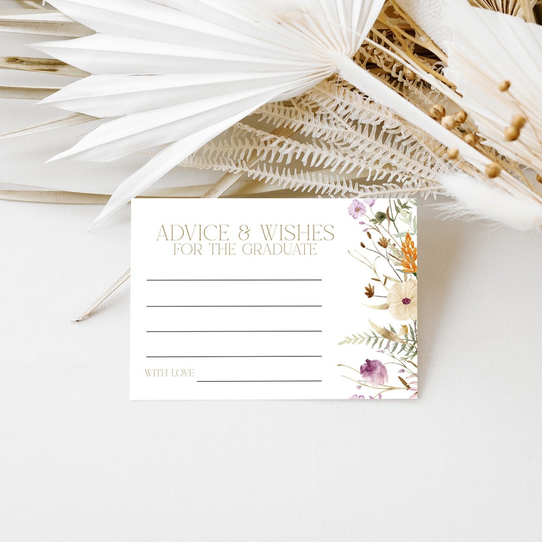 FLORA Editable Graduation Advice Cards, Floral Graduation Advice Tag ...