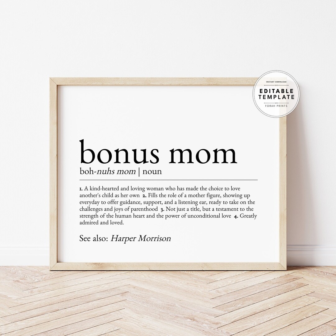 Editable Bonus Mom Definition, Bonus Mom Appreciation, Gift for Bonus ...