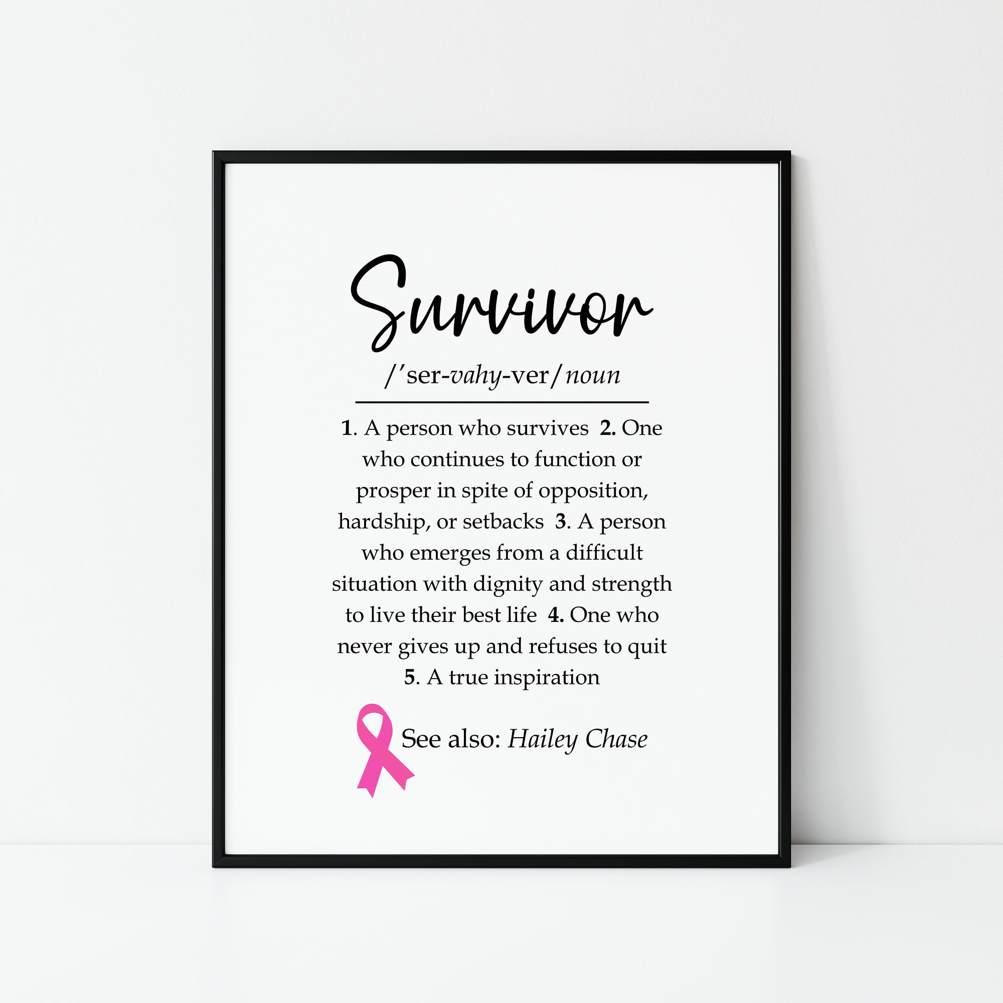 Custom Breast Cancer Survivor Definition Print, Warrior Gift (digital ...