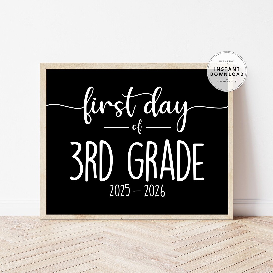 First Day of School Sign, First Day of Third Grade Sign, Third Grade ...