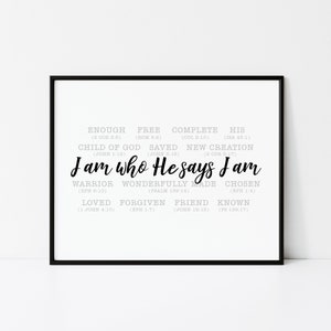 Who I Am Print | Bible Verse Prints | Scripture Print | Christian Wall ...