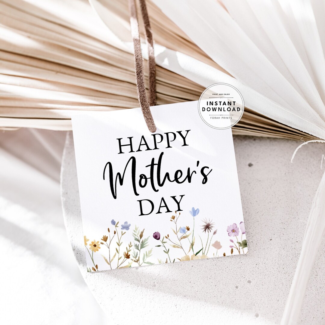 Floral Mother’s Day Printable Gift Tag, Mothers Day Square Tag, Mother ...
