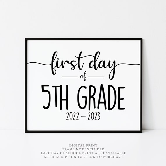 First Day School Sign First Day of Fifth Grade Sign Fifth - Etsy