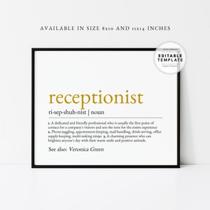 Editable Custom Receptionist Definition, Receptionist Appreciation ...