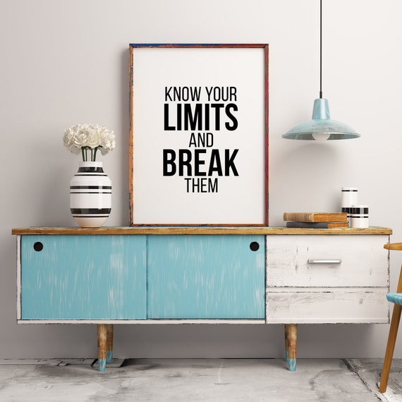 Gym Poster Know Your Limits and Break Them Gym Wall Art | Etsy