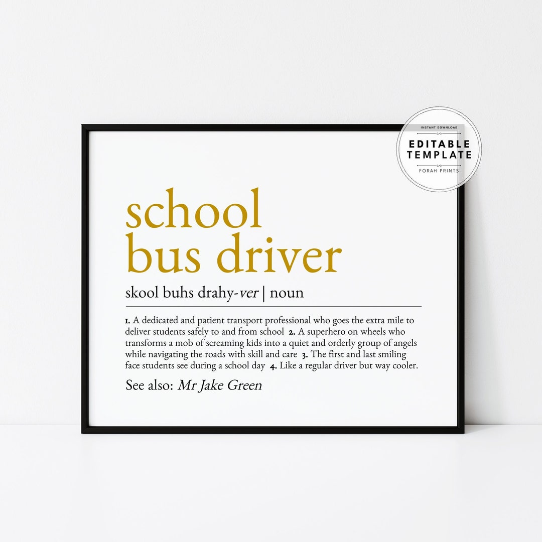 Editable Custom Bus Driver Definition, Bus Driver Appreciation, Gift ...