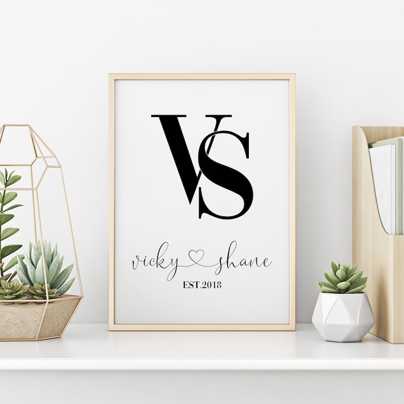 Couples Monogram Initial Print Monogram Print Romantic - Etsy