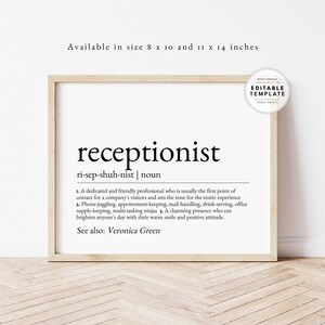 Editable Custom Receptionist Definition, Receptionist Appreciation ...