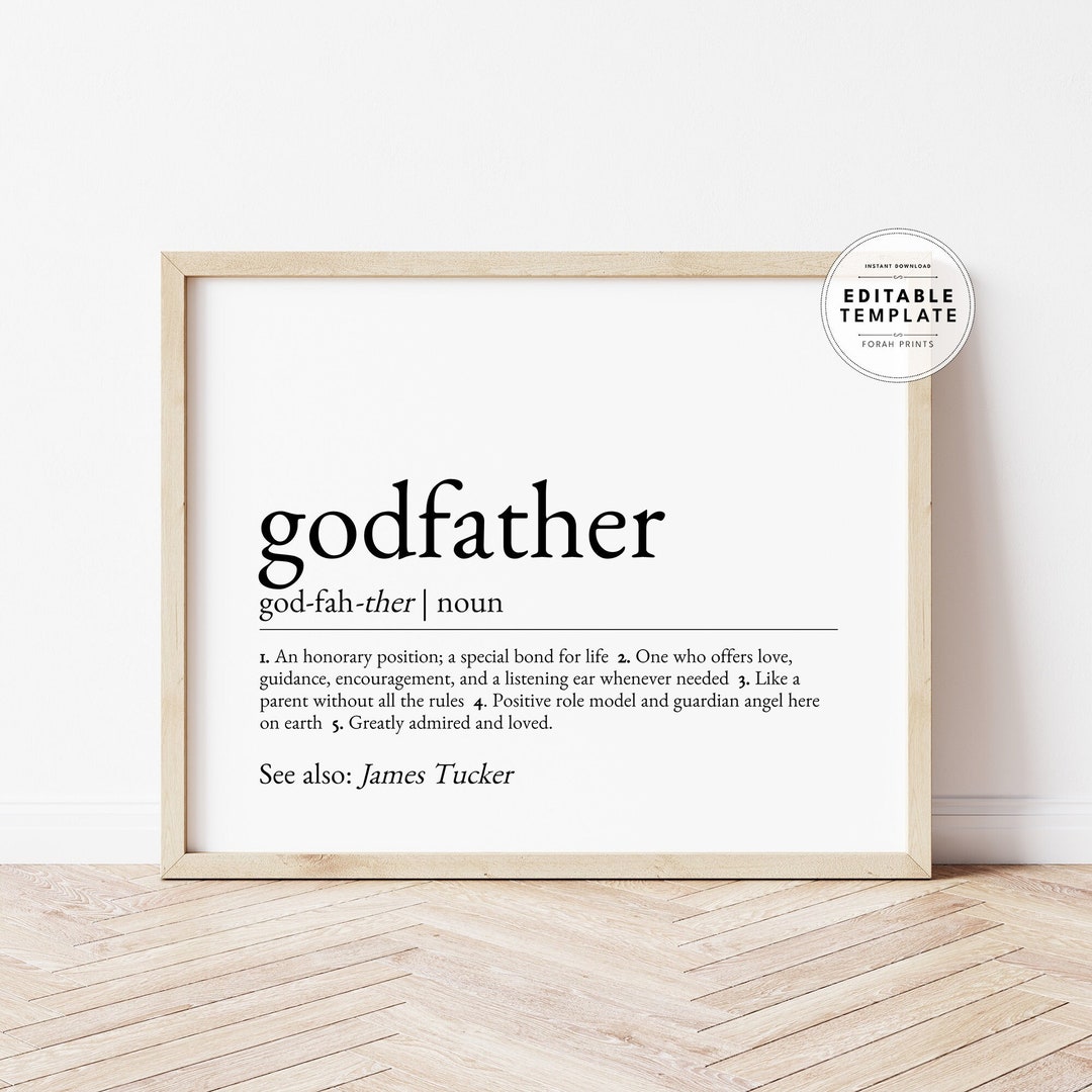 Editable Custom Godfather Print Godfather Gift Godfather - Etsy