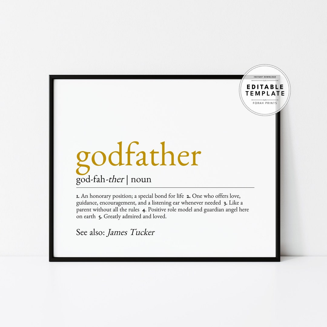 Editable Custom Godfather Print, Godfather Gift, Godfather Thank You ...