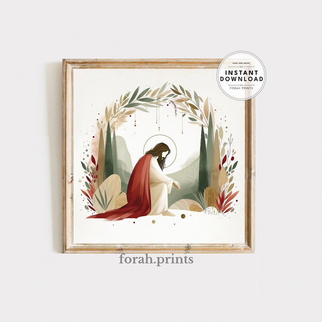 Jesus Praying Easter Print: Christian Gethsemane Art (digital Print) - Etsy