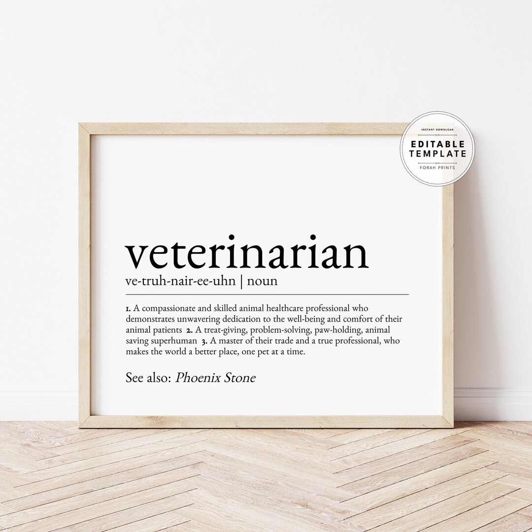 Editable Custom Veterinarian Definition, Veterinarian Appreciation ...