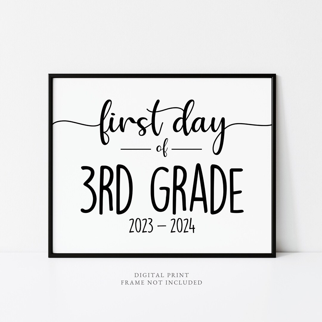 First Day Of School Sign First Day Of Third Grade Sign Third Etsy