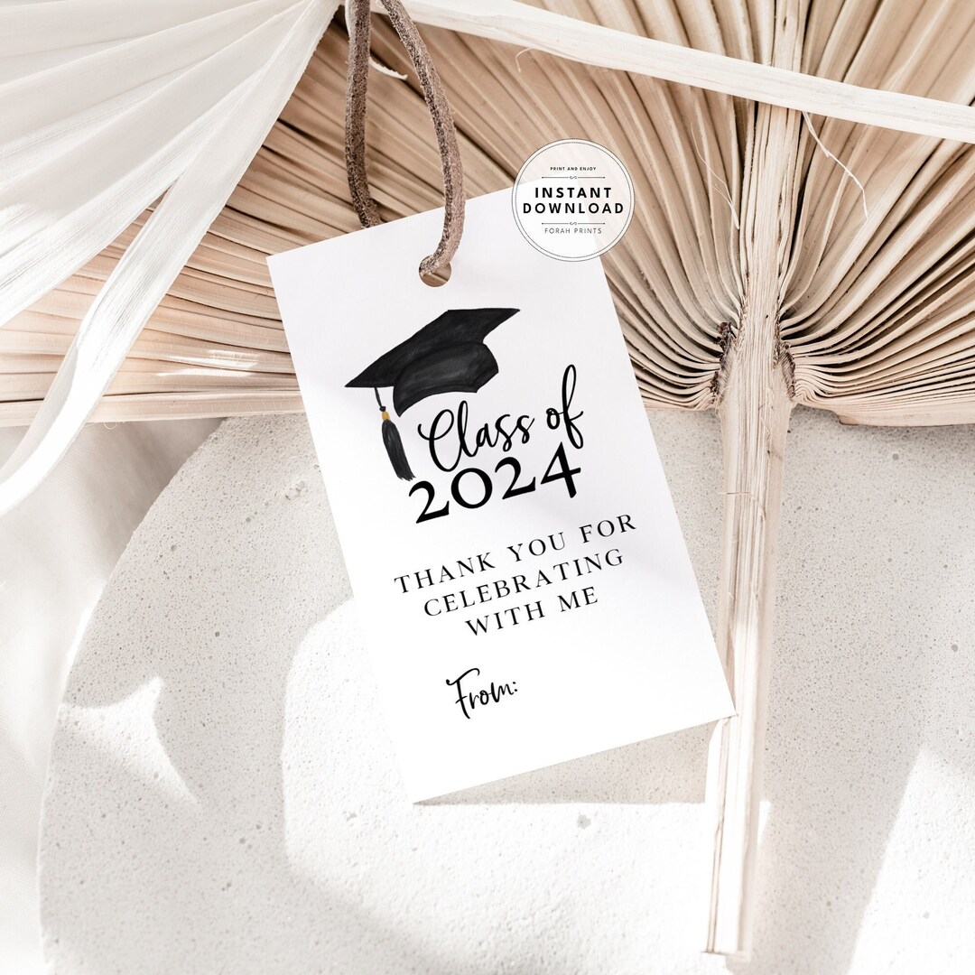 Benne Graduation Printable Tag, Black Grad Cap Tag, Congrats Grad Tag ...
