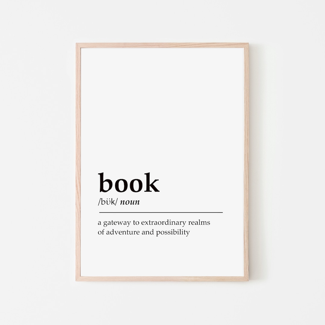 Book Definition Printable | Book Lover Print | Book Nerd Art | Book ...