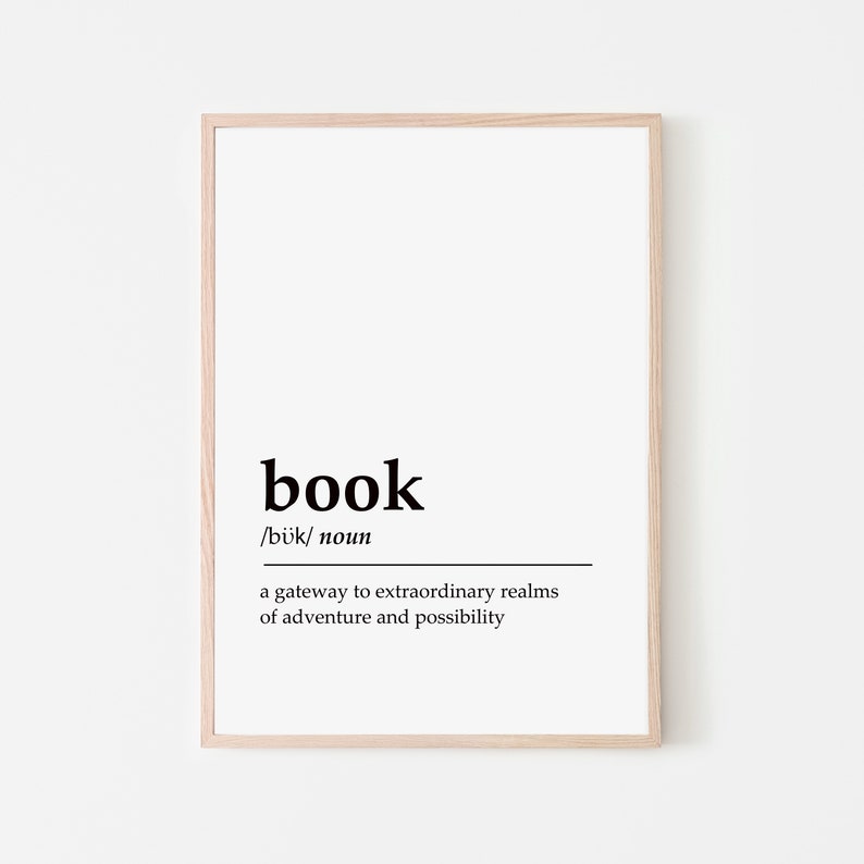 Book Definition Printable | Book Lover Print | Book Nerd Art | Book ...