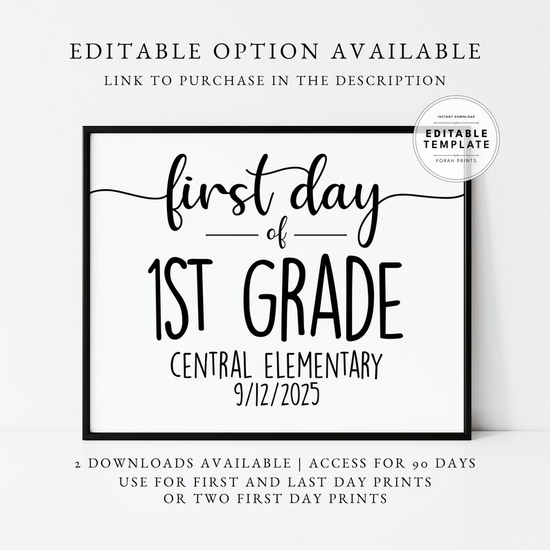 First Day of Year 7 Sign 2025-2026 – Back to School Photo Prop (digital ...