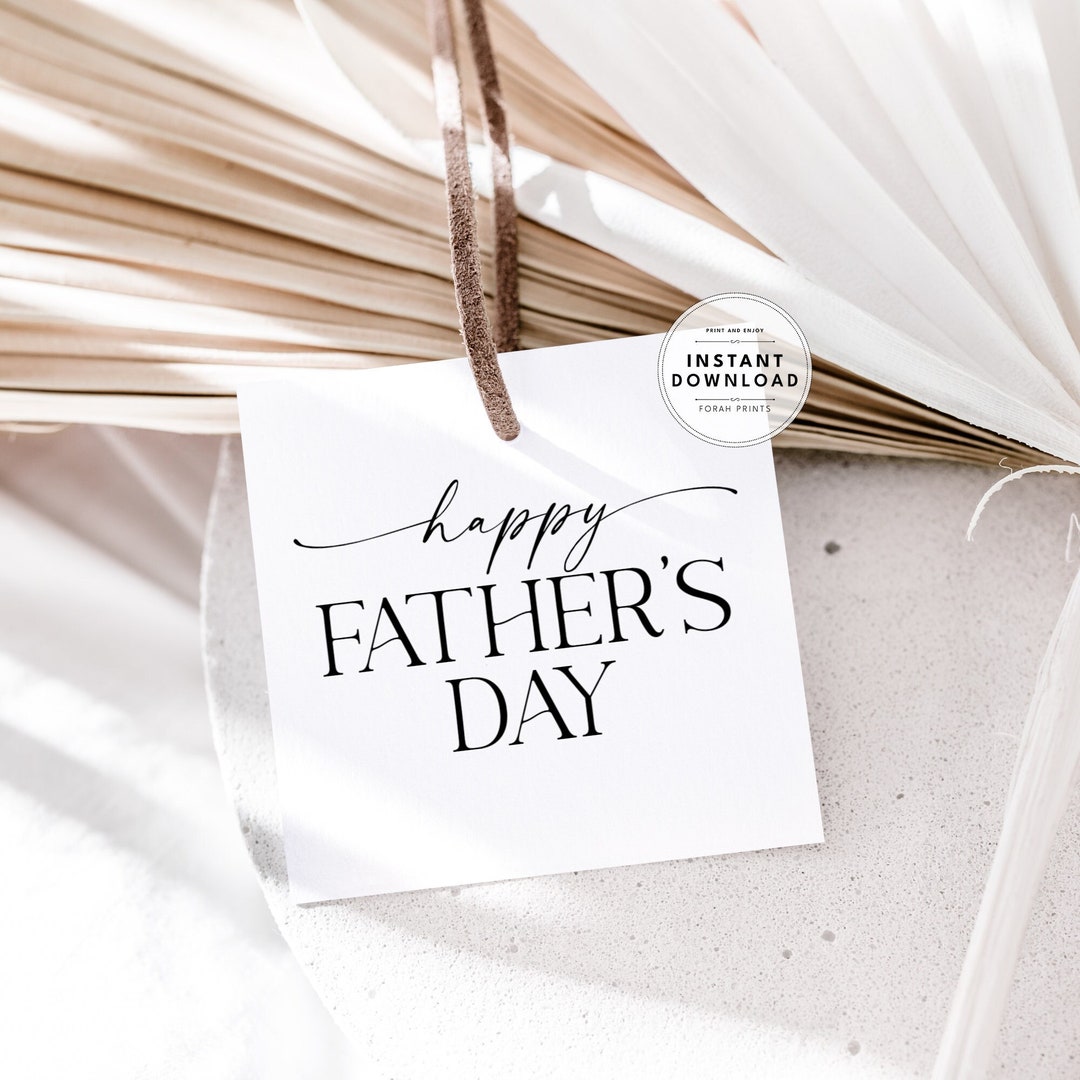 Minimalist Father's Day Printable Gift Tag, Father's Day Square Tag ...