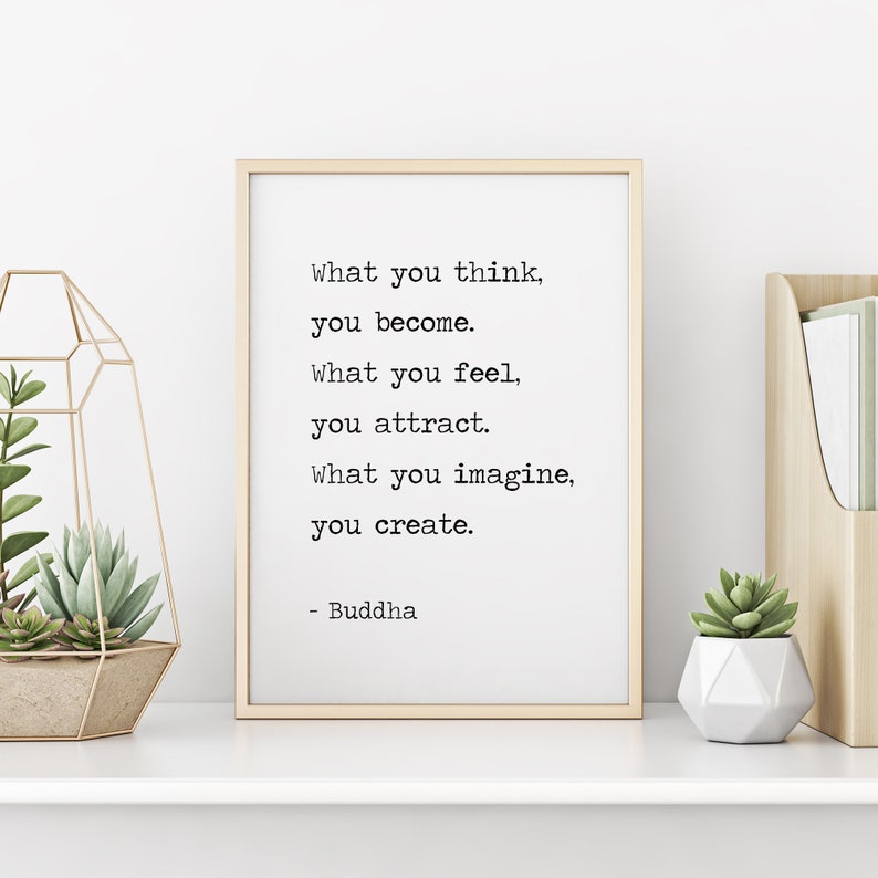 What You Think You Become Buddha Quote Print Buddha Wall | Etsy