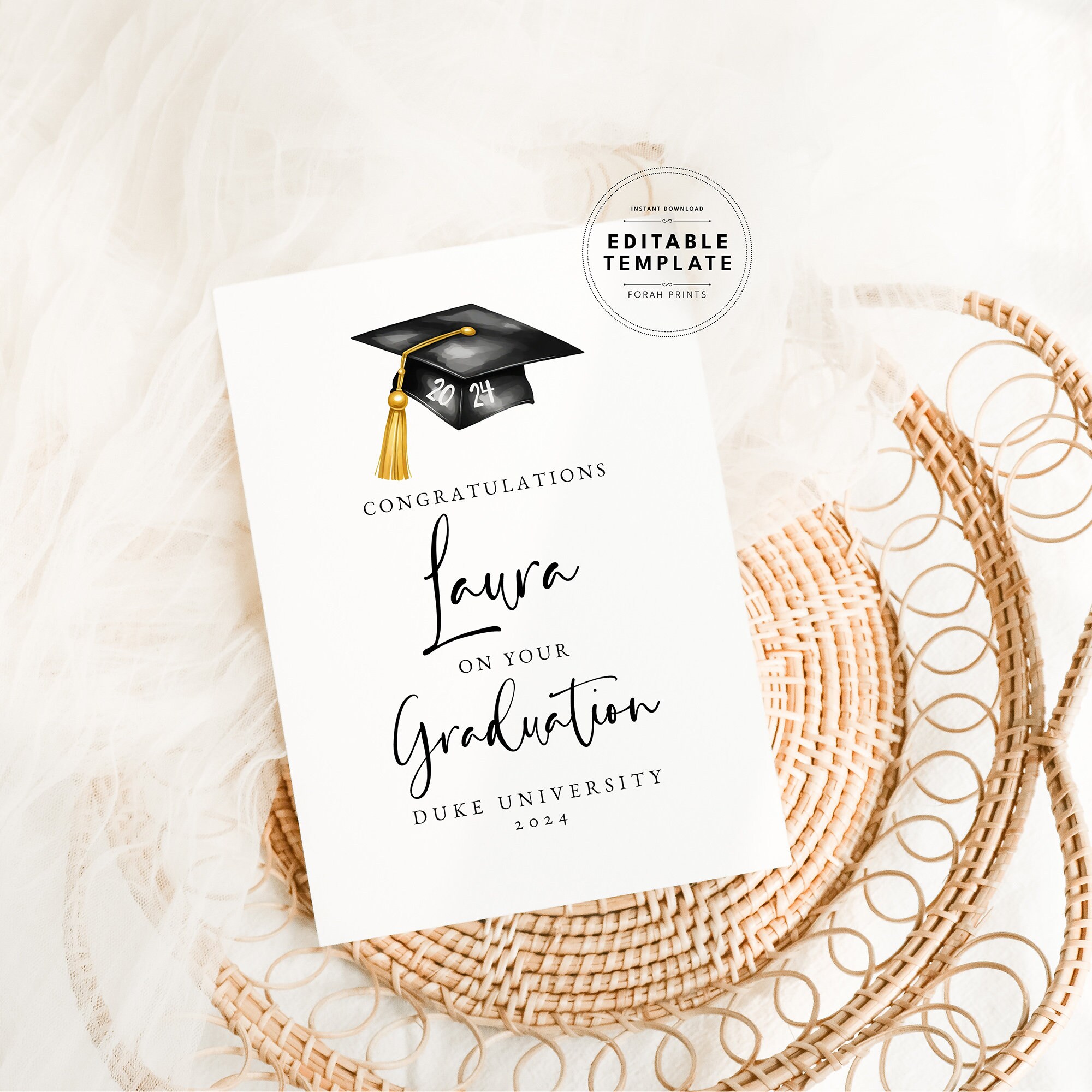 Editable Graduation Congratulations Card and E-card Template, Graduate ...